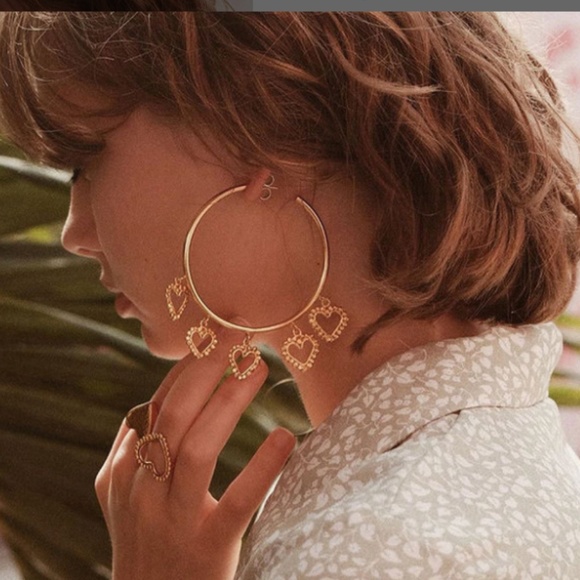 Jewelry | New Large Gold Hoops Heart Round Big | Poshmark